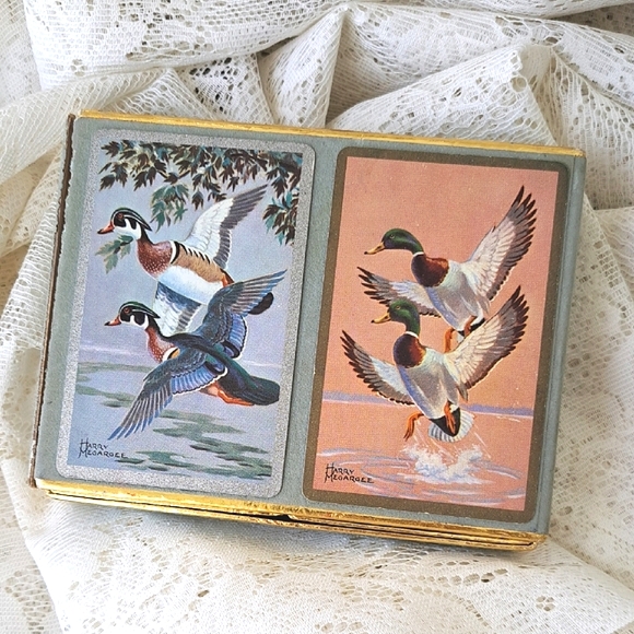 Games | Vintage 195s Double Deck Mallard Duck Playing Cards Tax Stamp ...